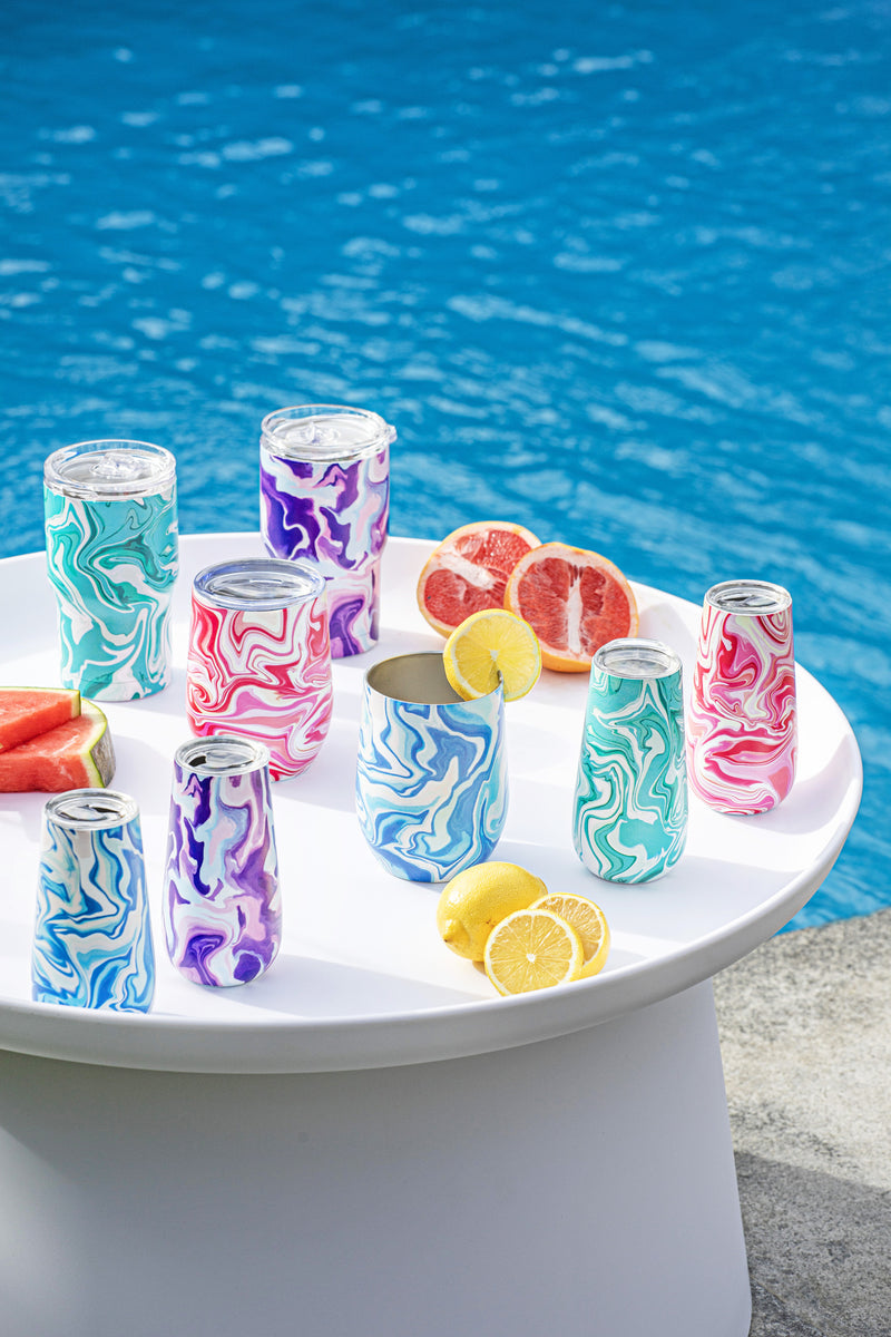 Summer Swirl Pink SS Champagne Tumbler – Ladelle