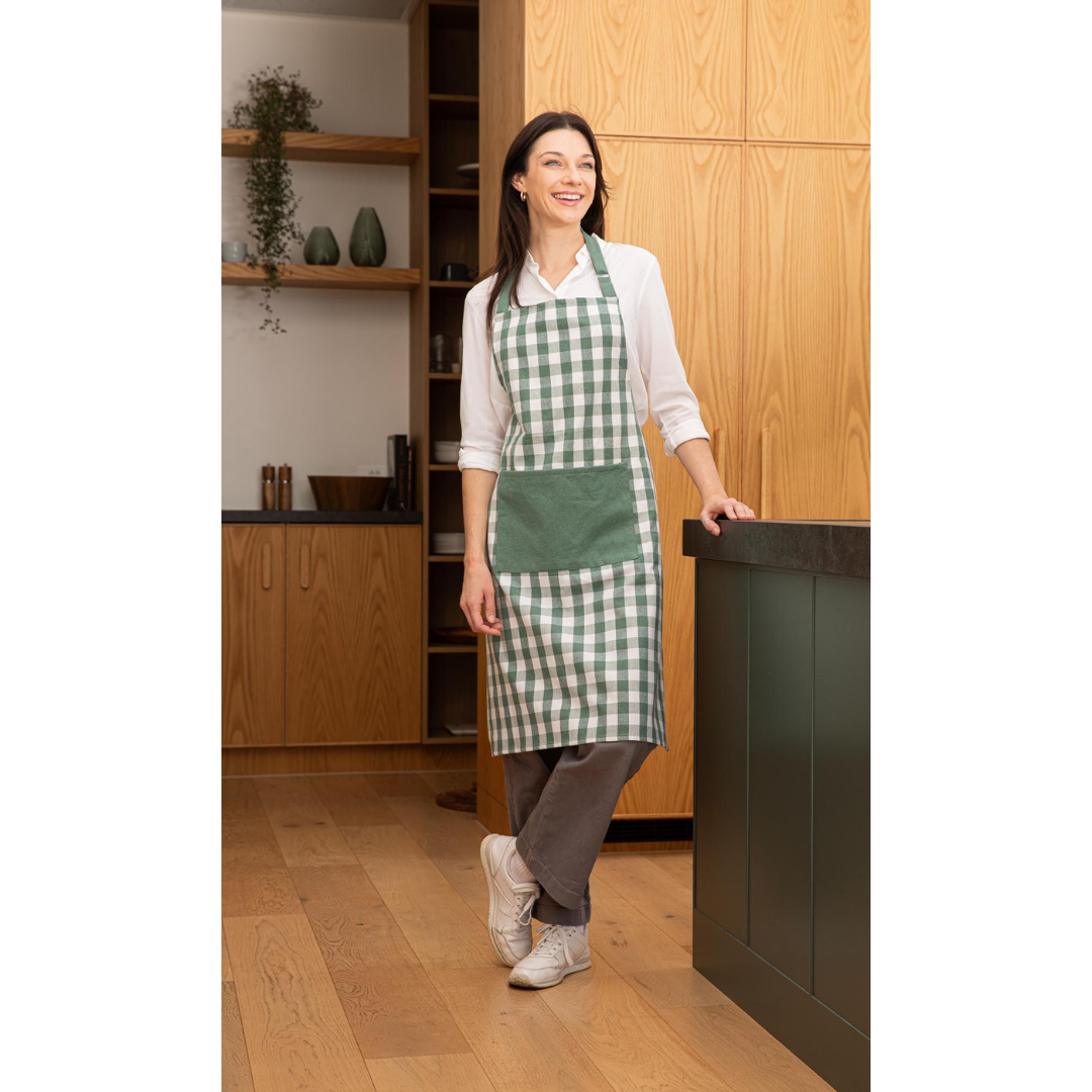 Eco Gingham Green Apron – Ladelle